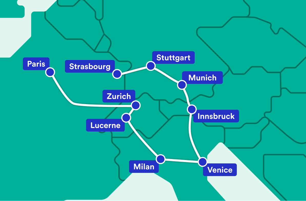 Europe Train Challenge Route Week 1 Europe Train Europe Train Route